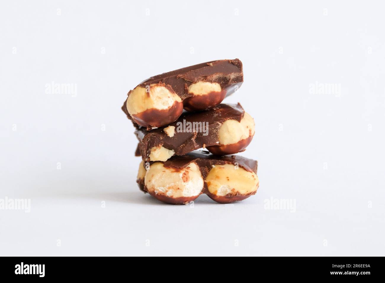 Close up noisette whole hazelnut chocolate with white isolated ...