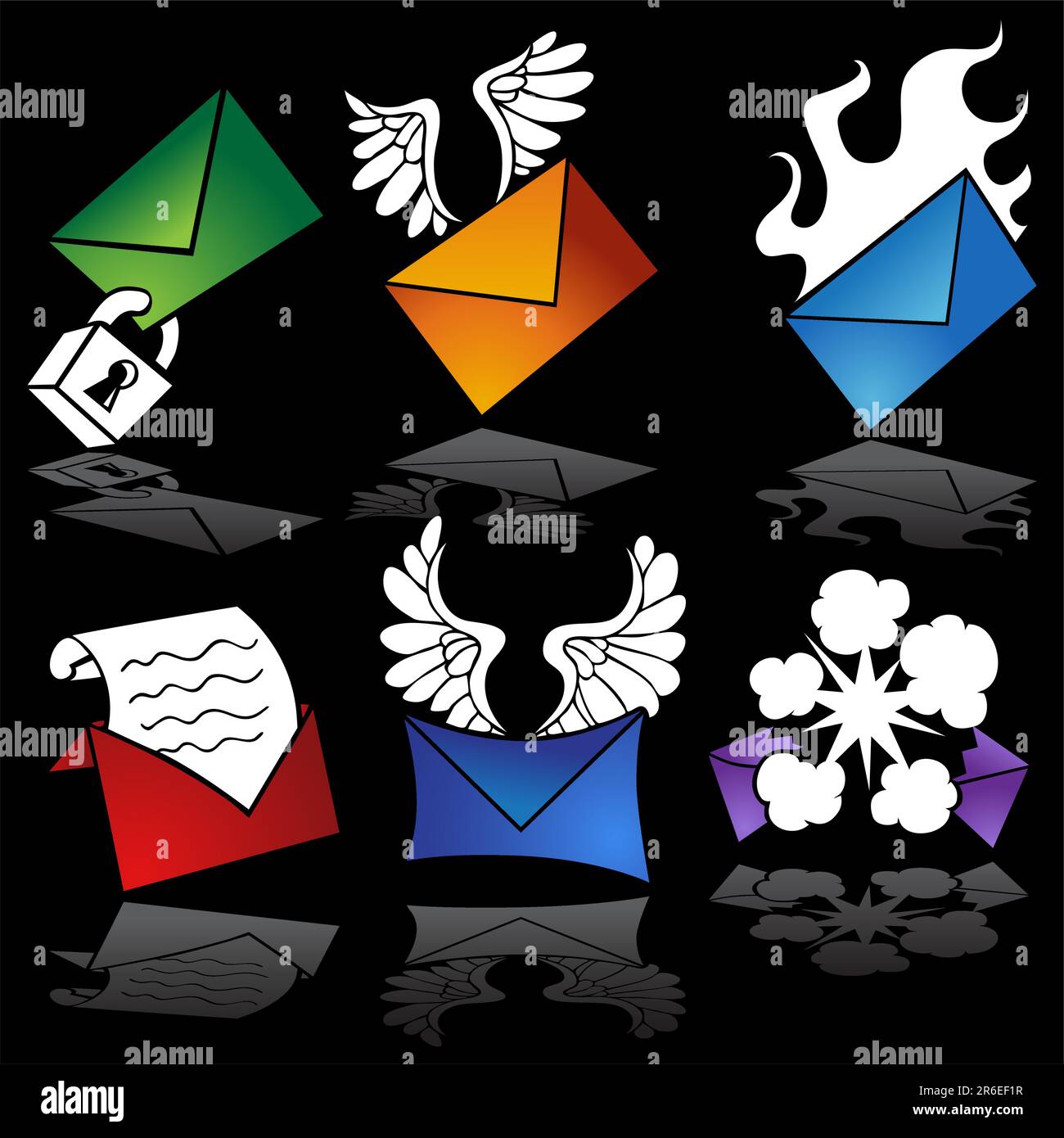 Set of 6 Email Buttons with black background Stock Vector Image & Art ...