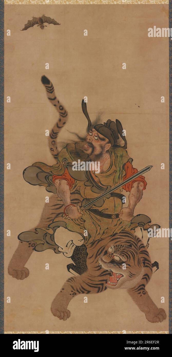 Zhong Kui (Shoki) on a tiger. Date: 18th century. Origin: Japan. Period ...