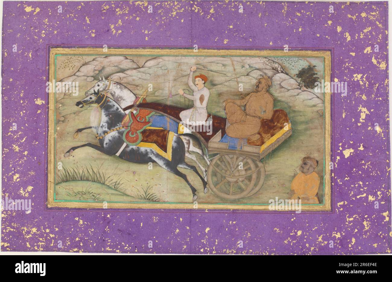 Sultan Salim in a Carriage. Period: Mughal dynasty. Opaque watercolor ...