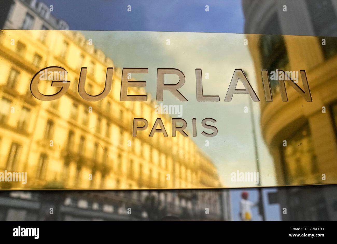 The logo of Guerlain is photographed at the entrance of their archives ...