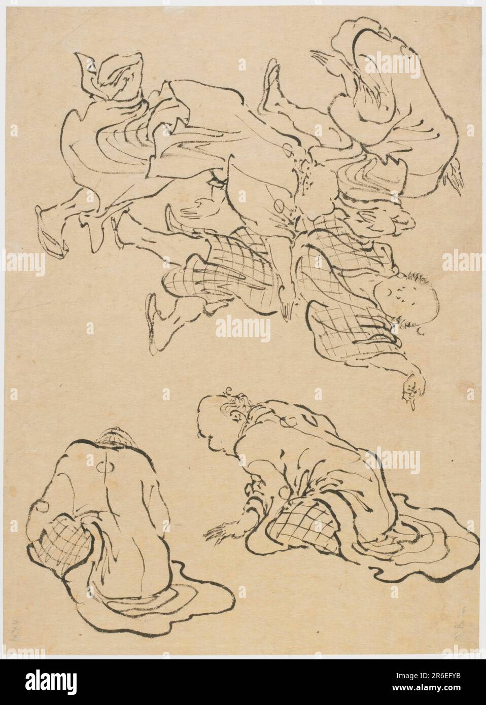 Men dancing, and miscellaneous figures. ink on paper. Origin: Japan ...