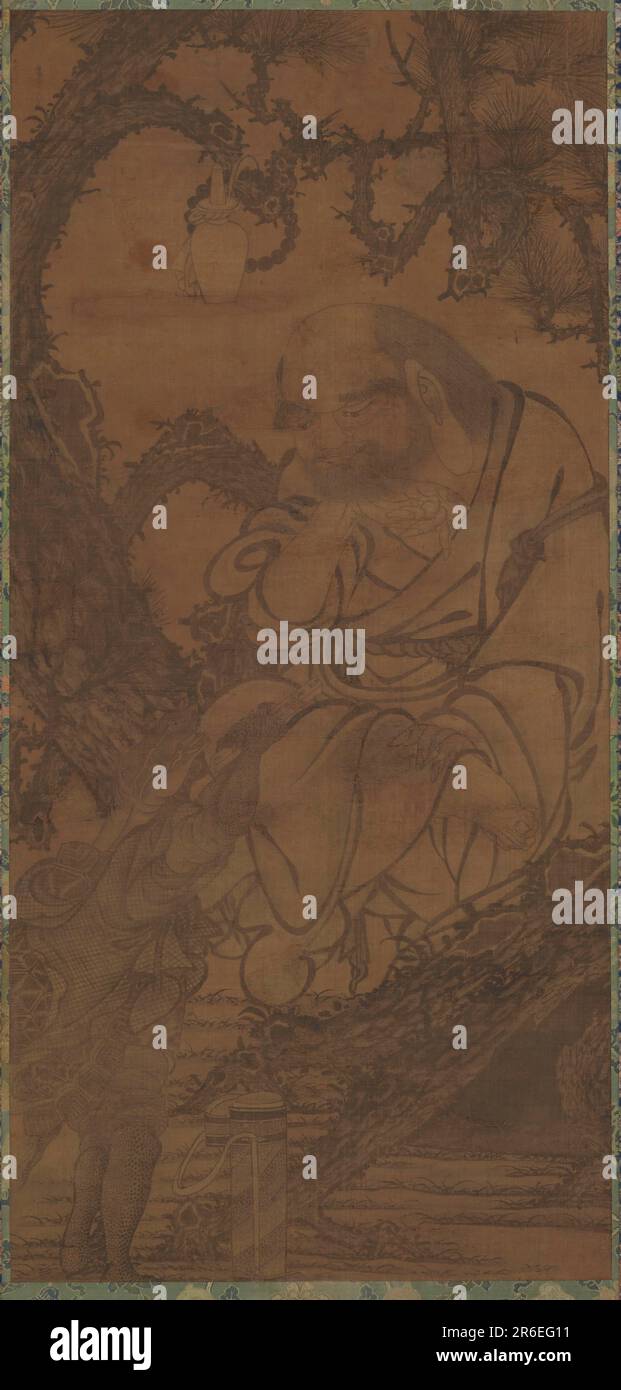 Luohan in a Tree and Tortoise Presenting a Scroll. Origin: China. Date ...