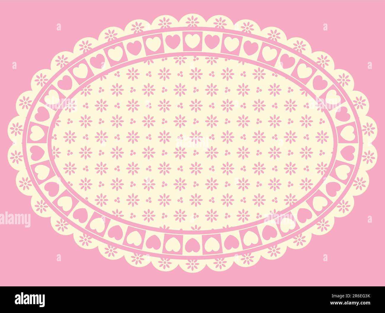 Oval Vector Heart border with Victorian eyelet copy space in shades of ...