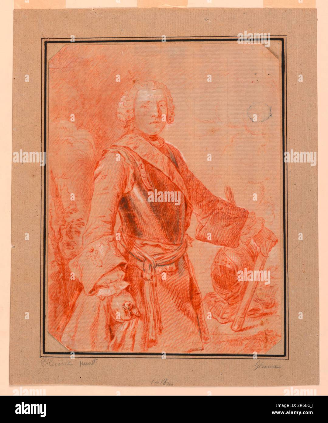 Design for an engraving. A young general is shown in three-quarter ...