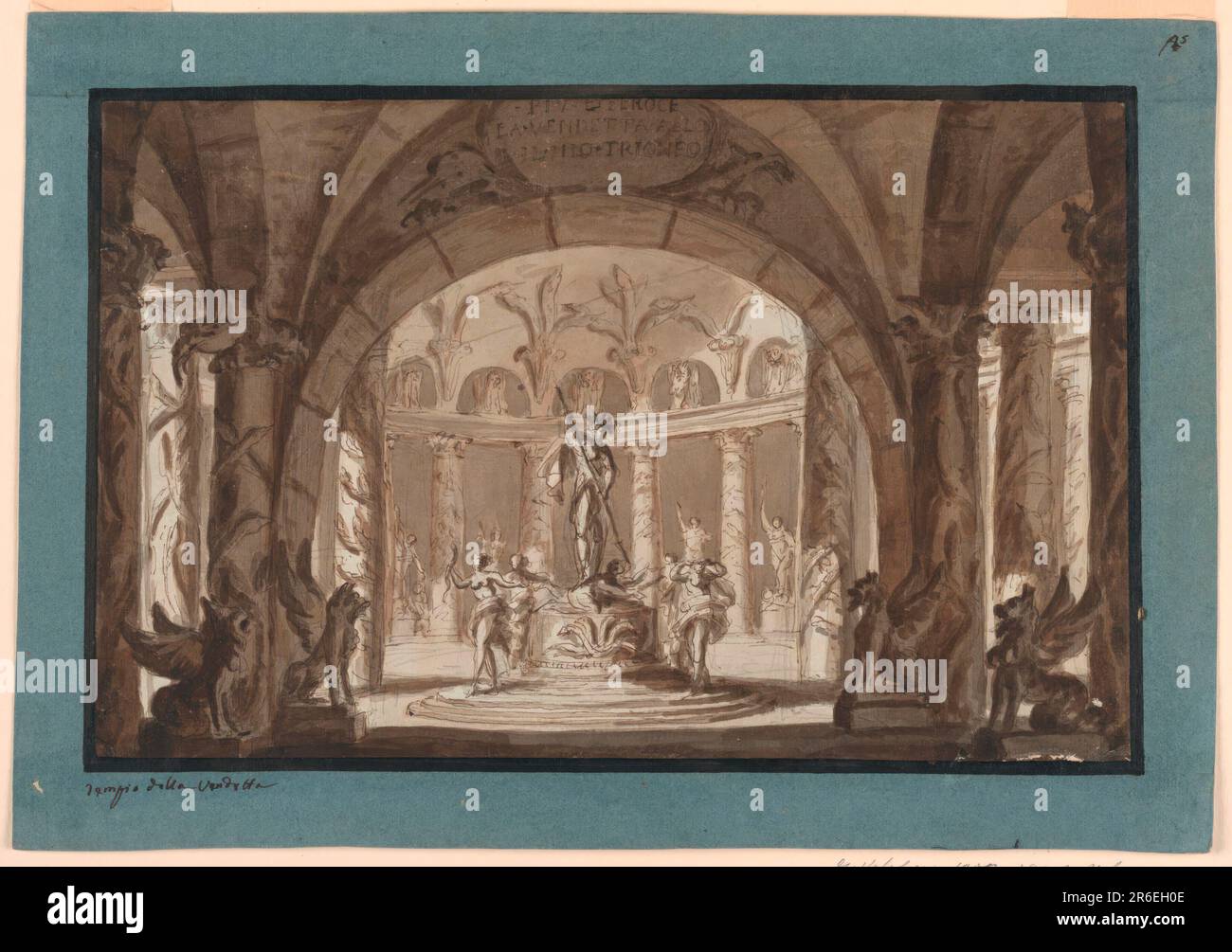 Interior of temple in circular form dome supported by columns and ...