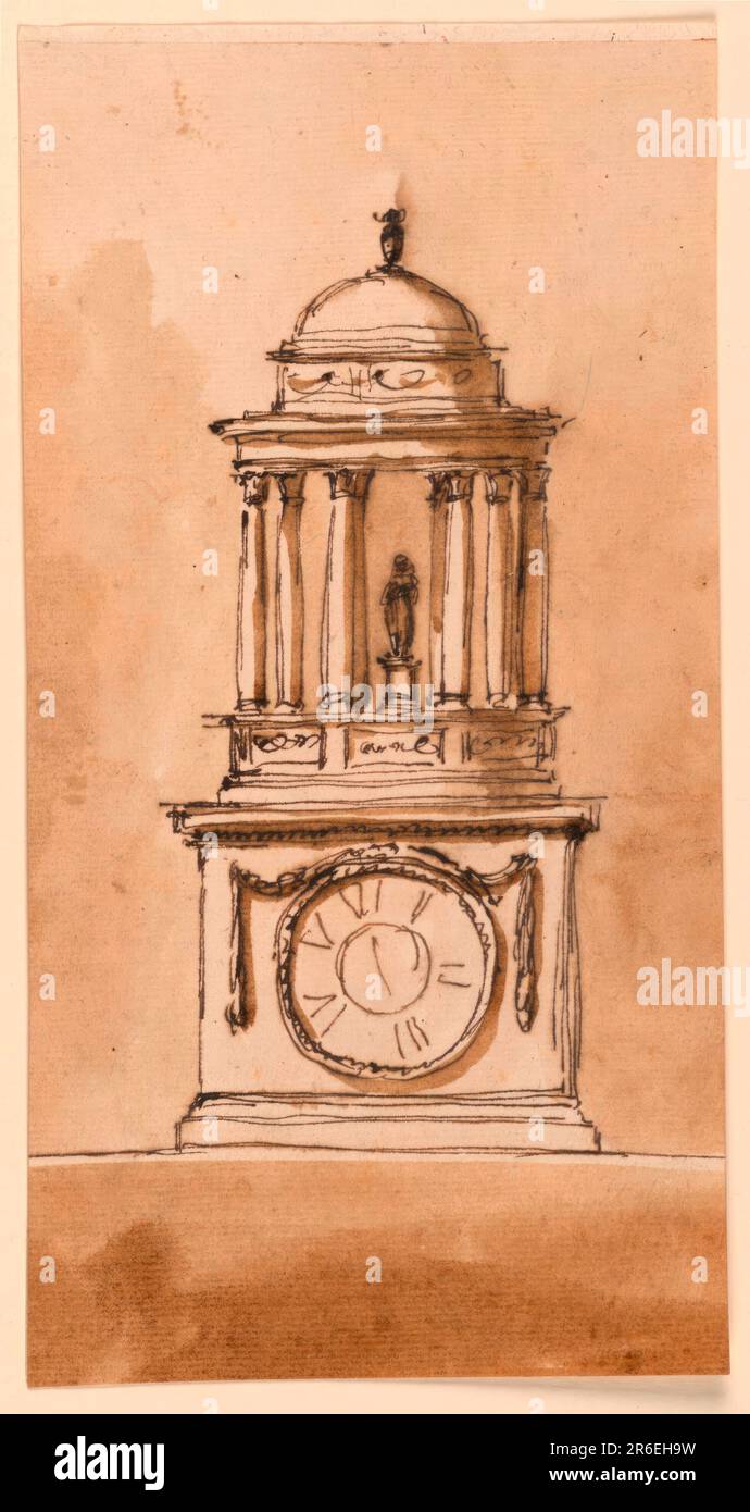 Below is a pedestal with the dial at the front, framed above and ...