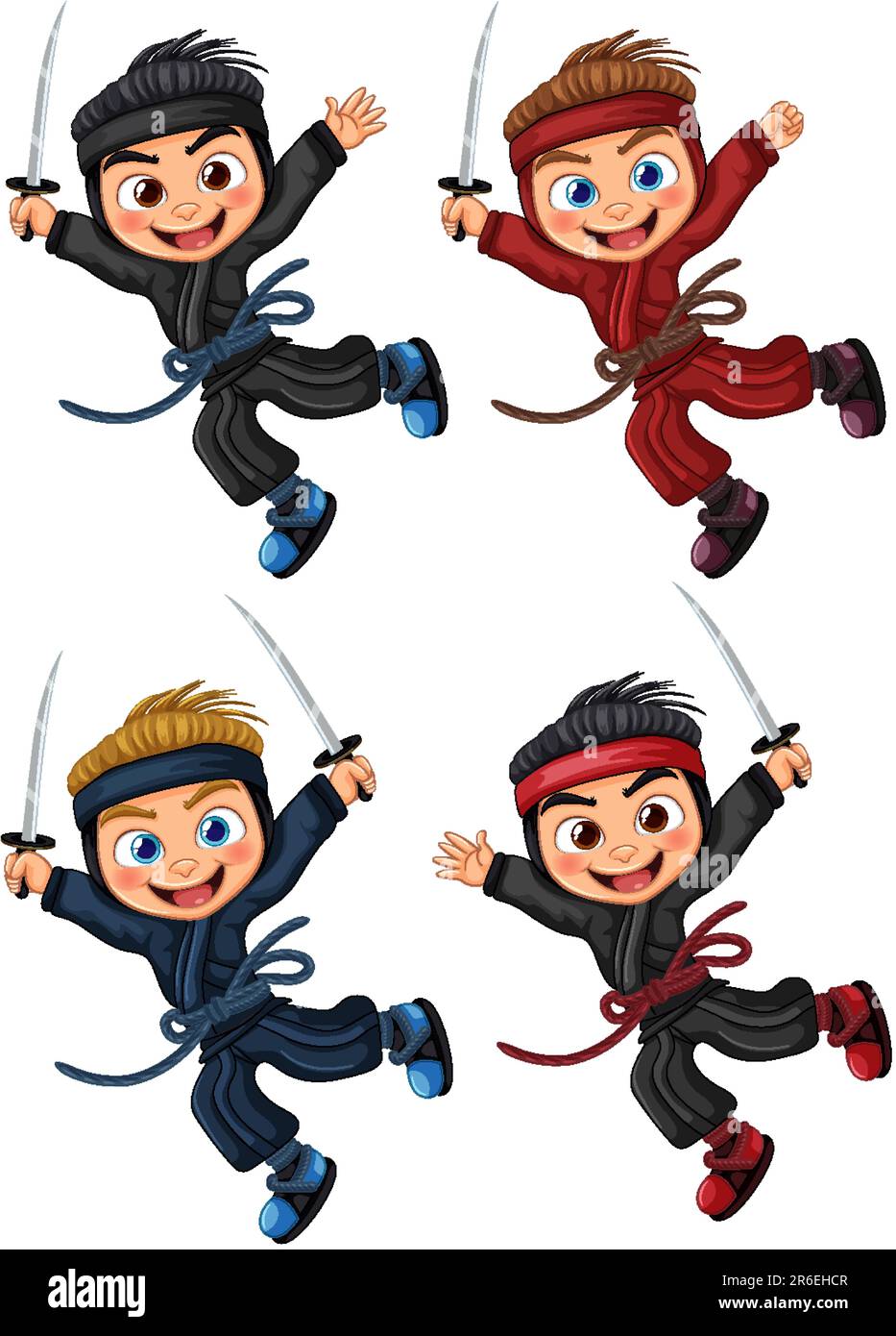 Asian ninja cartoon character illustration Stock Vector Image & Art - Alamy