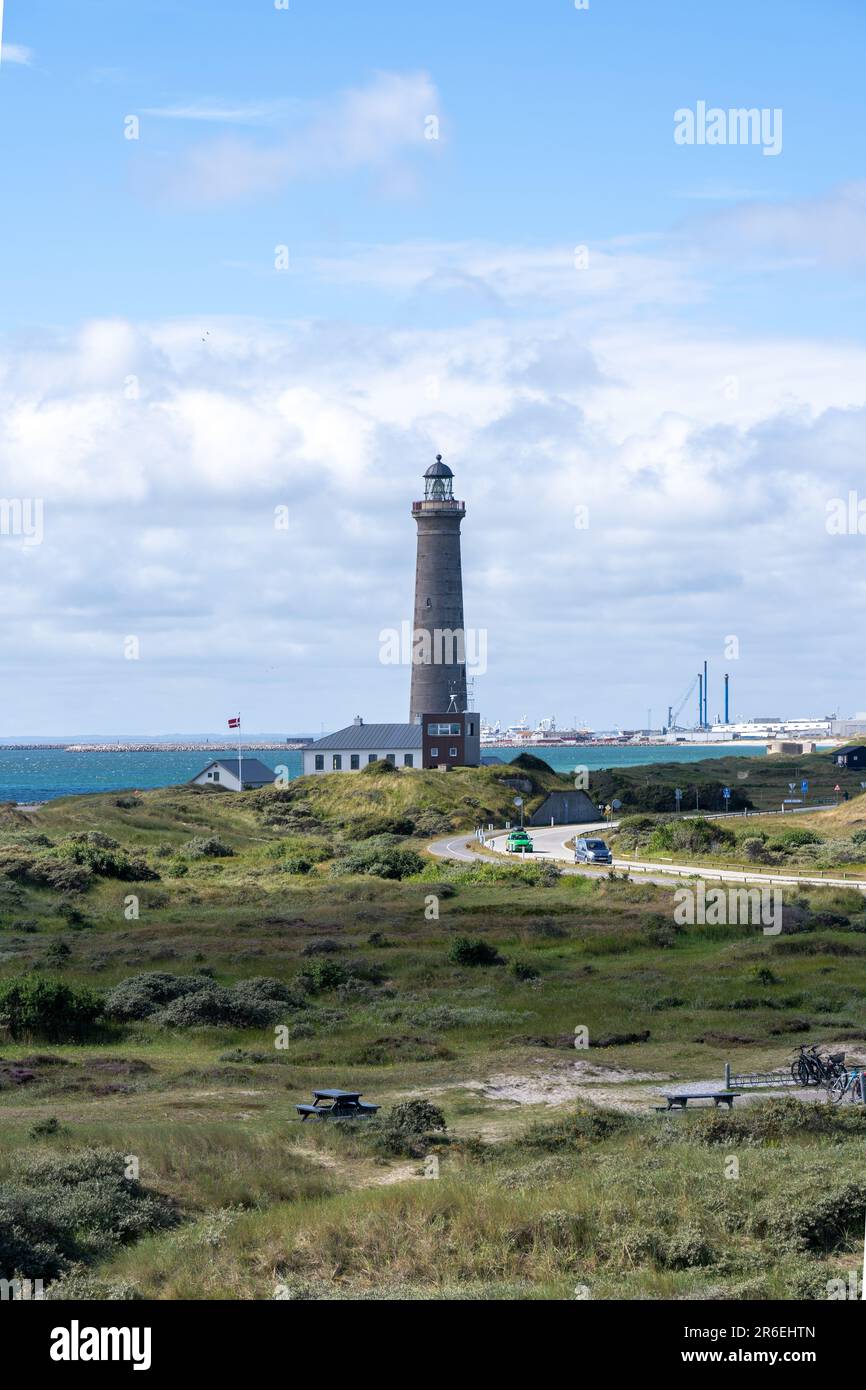 The Skagen lighthouse standing proudly on a beach in Denmark Stock ...