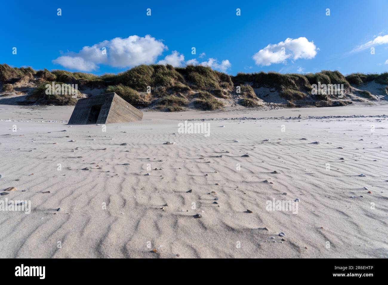 The old stone constructions on the sandy beach in Nationalpark Thy ...