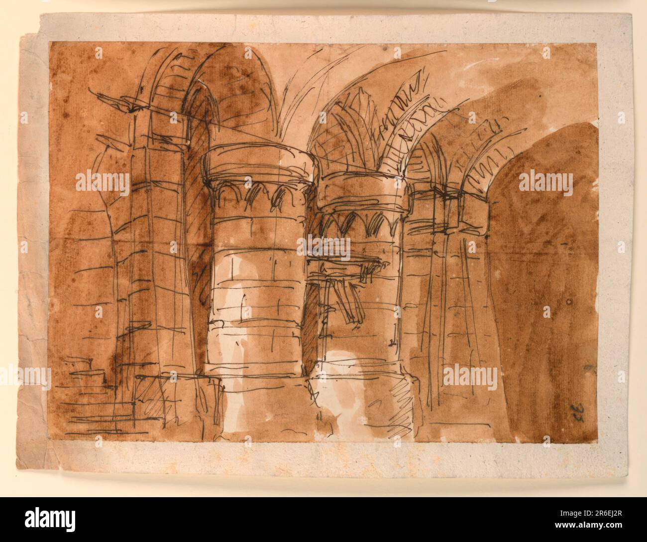 Some columns supporting huge vaults in crypt-like building. Date: early ...