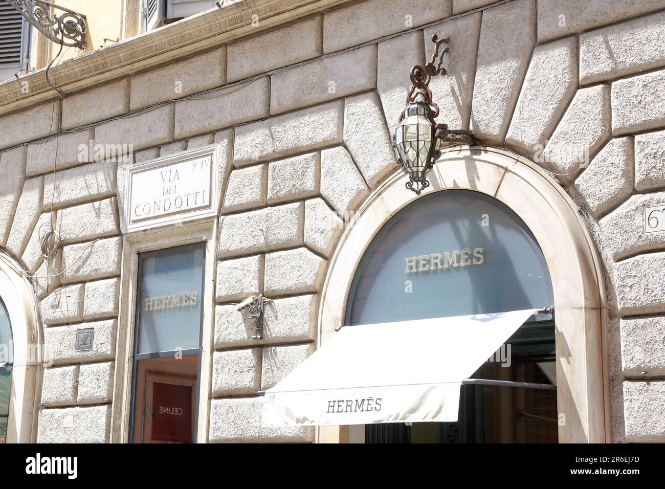 Via dei Condotti, luxury shopping windows in Rome, Italy Stock Photo ...