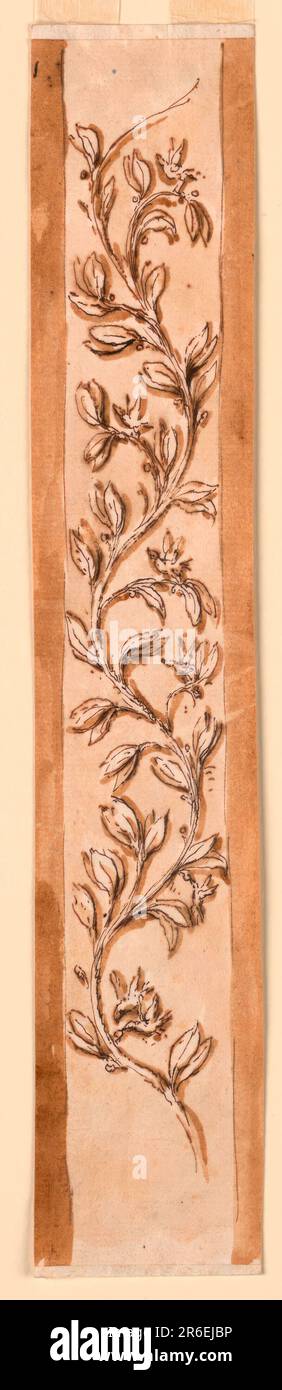 A rising olive rinceau, with five birds sitting on it, and two more ...