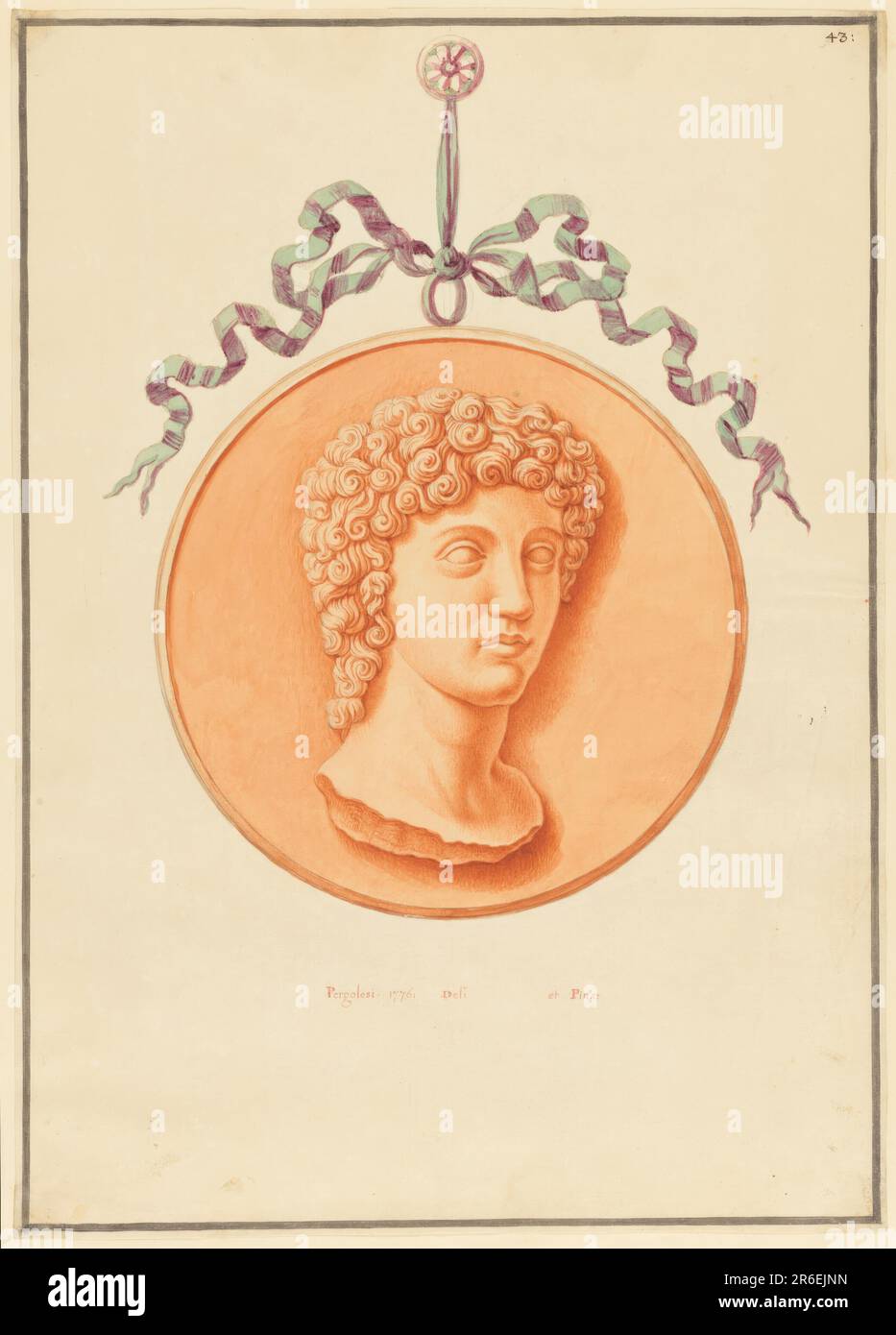 Ornament Design with Male Portrait Cameo. Date: 1776. Pen and ink ...