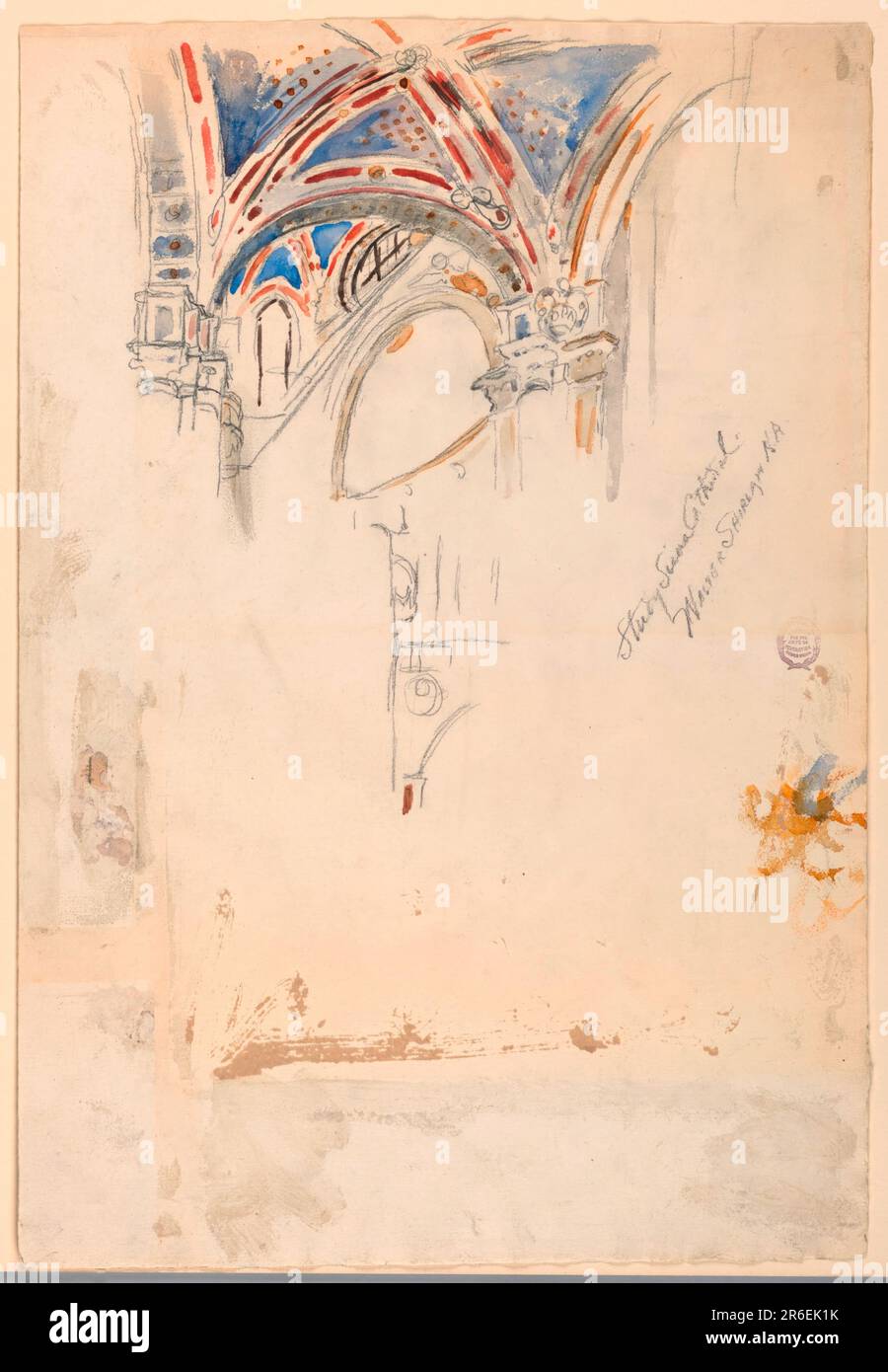 Top: an oblique view of the ceiling of the bay with the apse from the ...
