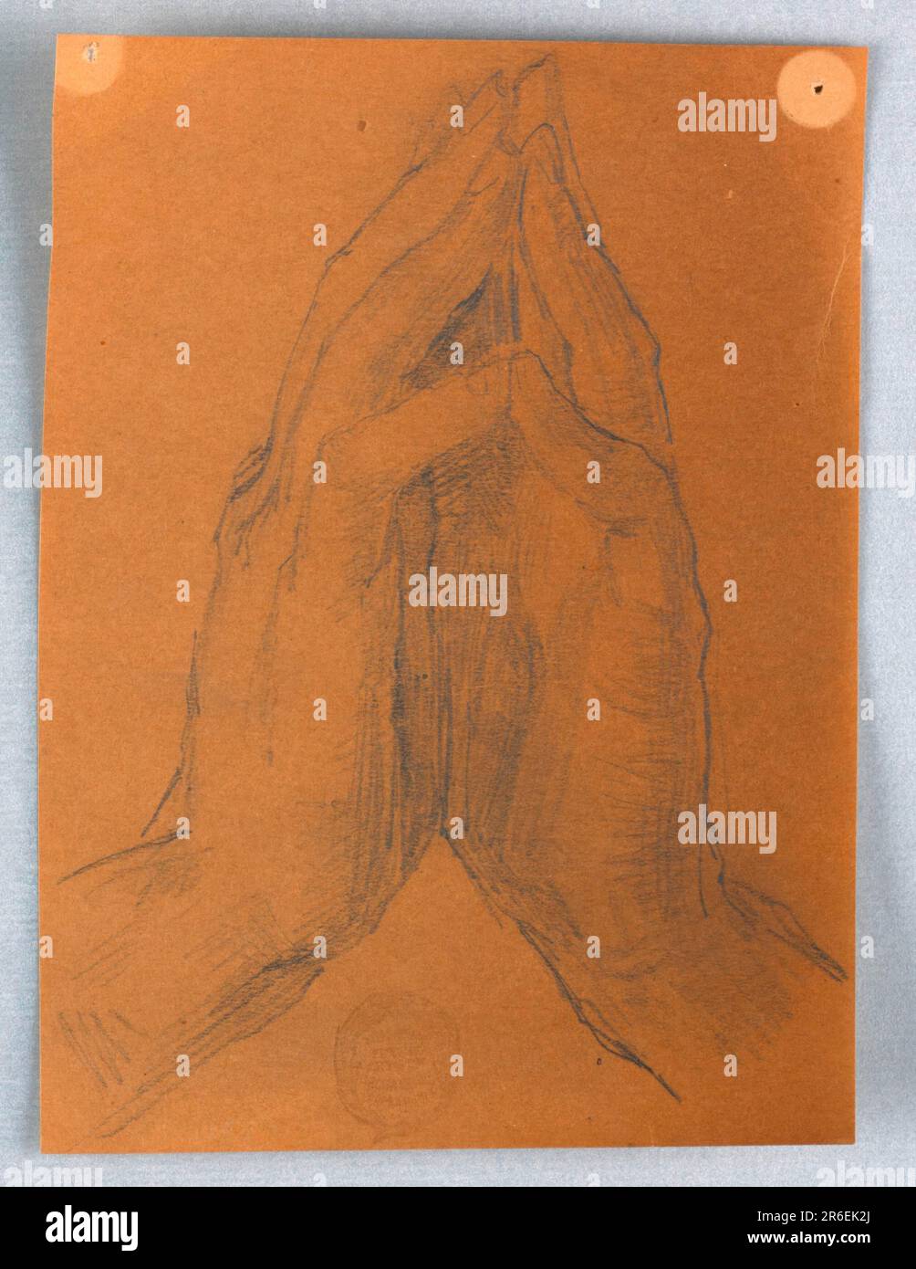 Hands, palms together, fingers pointed upwards. Wrists apart; little ...