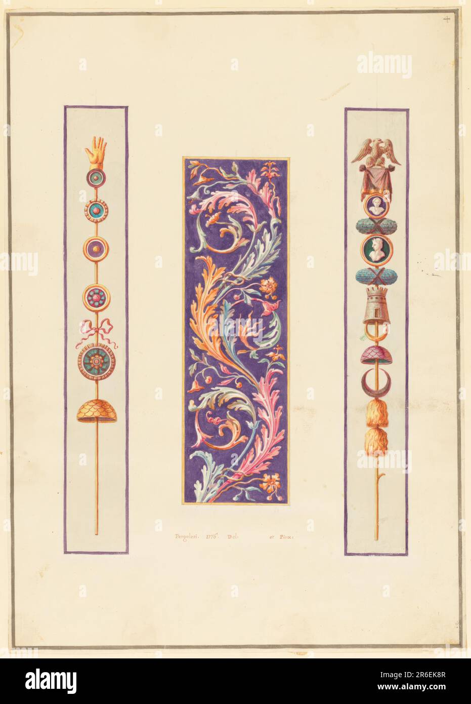 Ornament Design, Arabesque Panel between Roman Standards. Date: 1776 ...