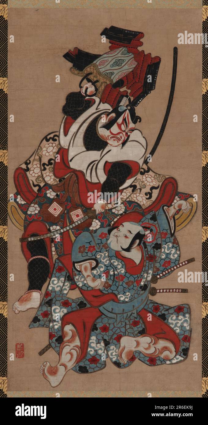 The armor-pulling scene from a Soga play. Origin: Japan. Period: Edo ...