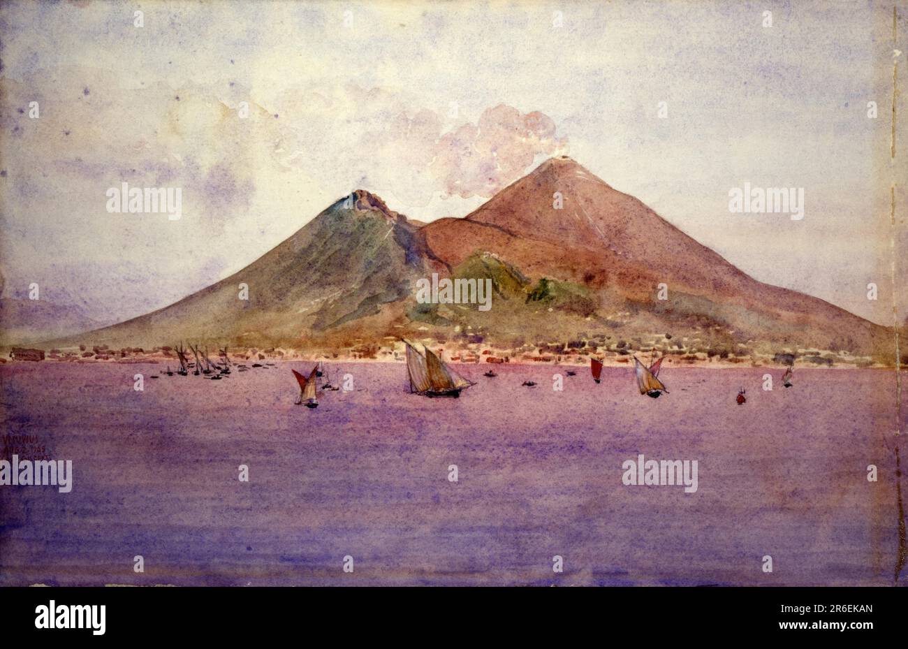 Mt. Vesuvius from the Bay of Naples. Date: 1905. watercolor and pencil ...