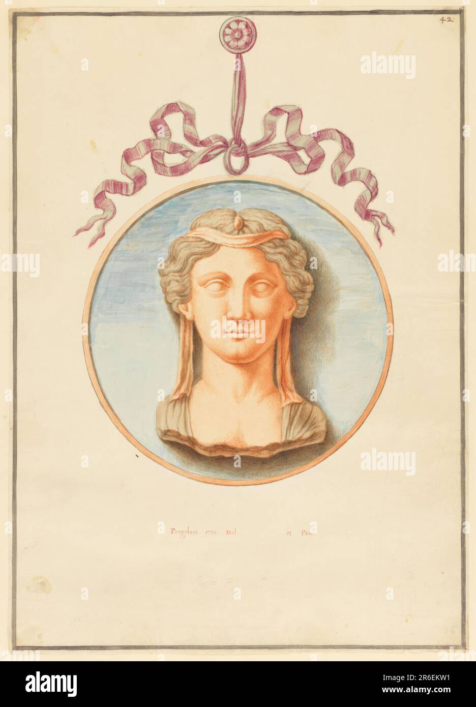 Ornament Design with Female Portrait Cameo. Date: 1776. Pen and ink ...