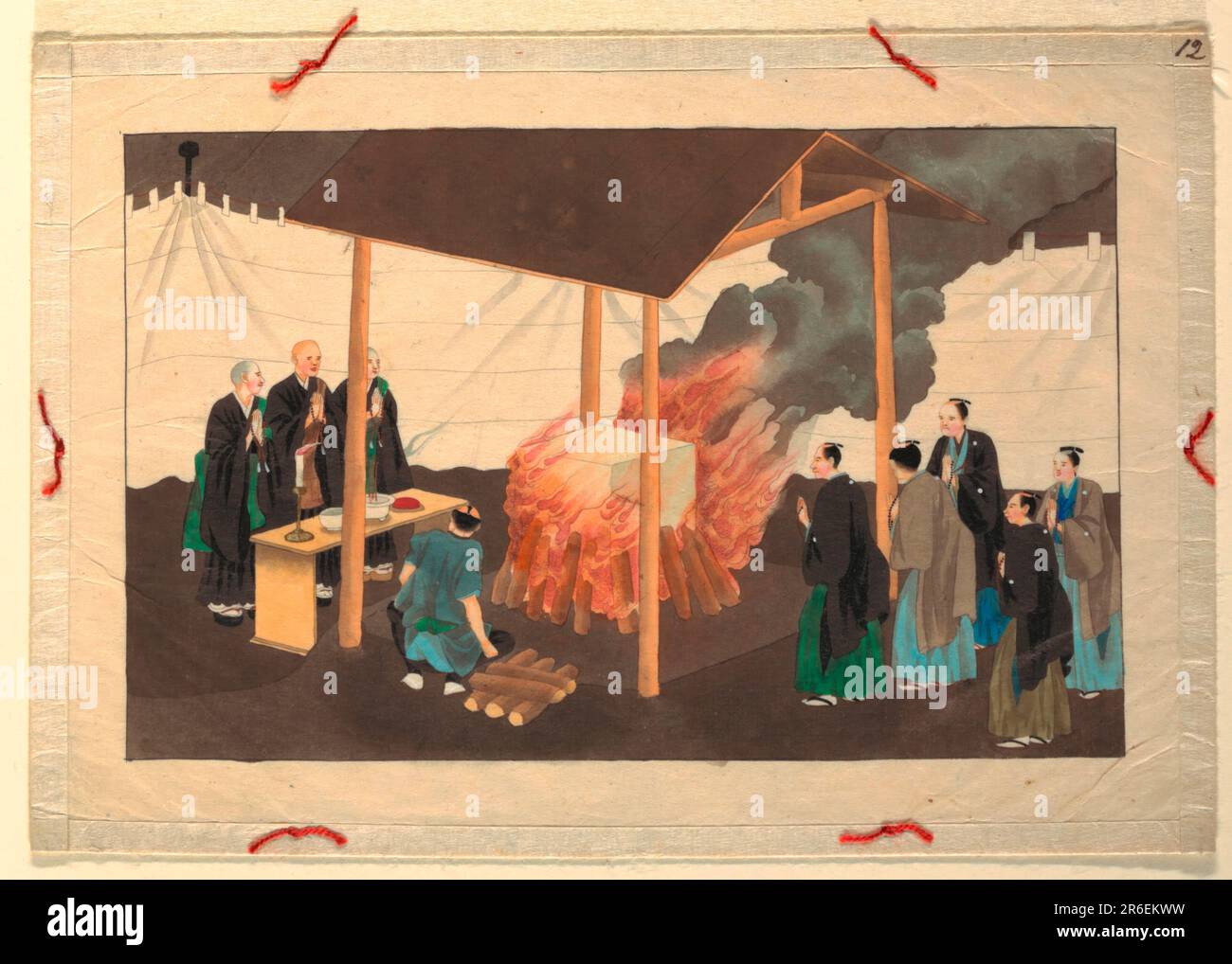 From a series of sixteen scenes of the death and burial of a man in ...