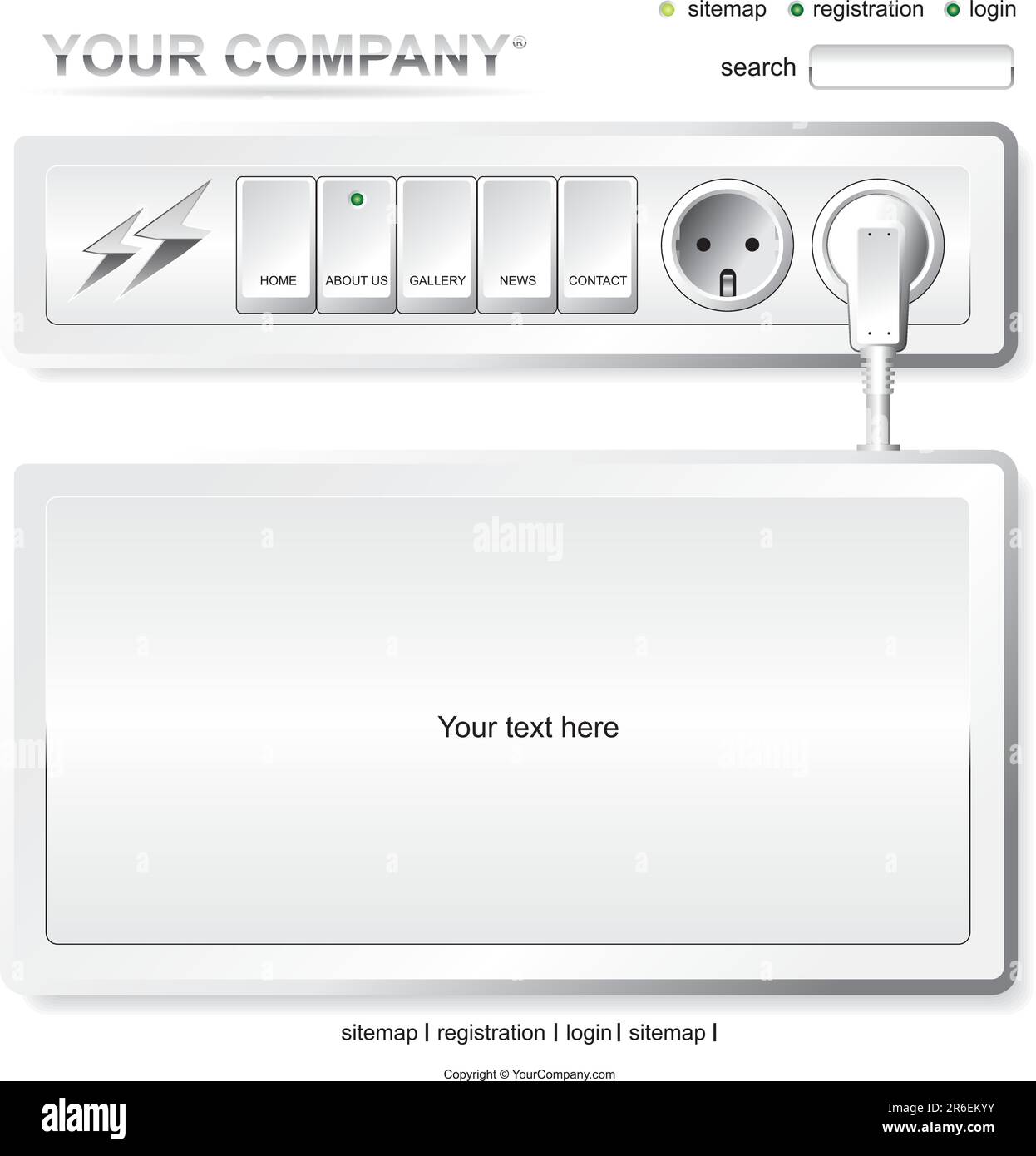Website white electric layout template Stock Vector Image & Art - Alamy