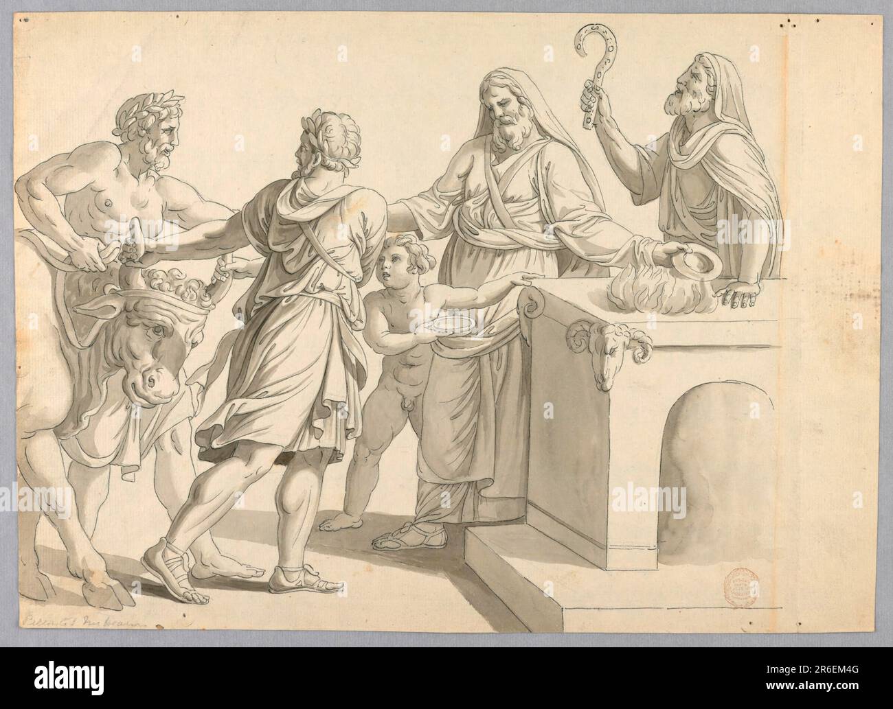 Drawing after a fresco devised by Giulio Romano in the Palazzo del Te ...