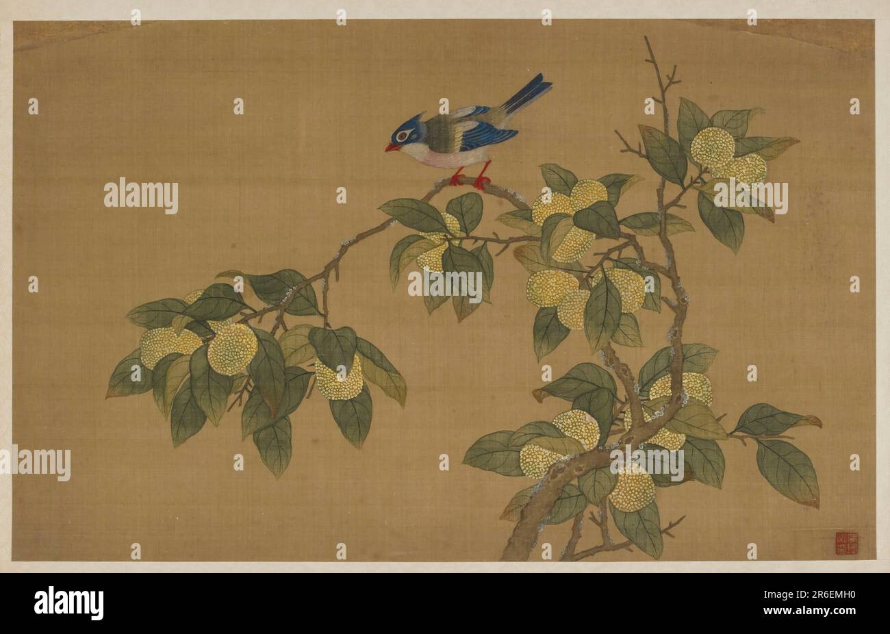 Bird and Fruit. Origin: China. Period: Qing dynasty. Ink and color on ...
