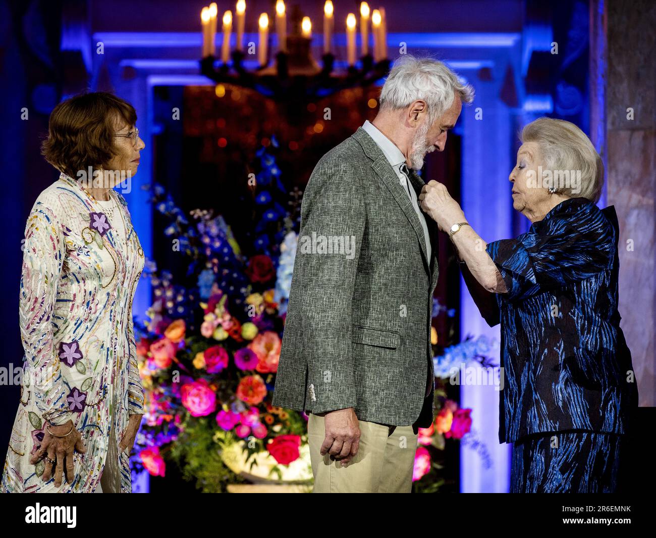 AMSTERDAM - Princess Beatrix presents a Silver Carnation to Eef Arnolds ...