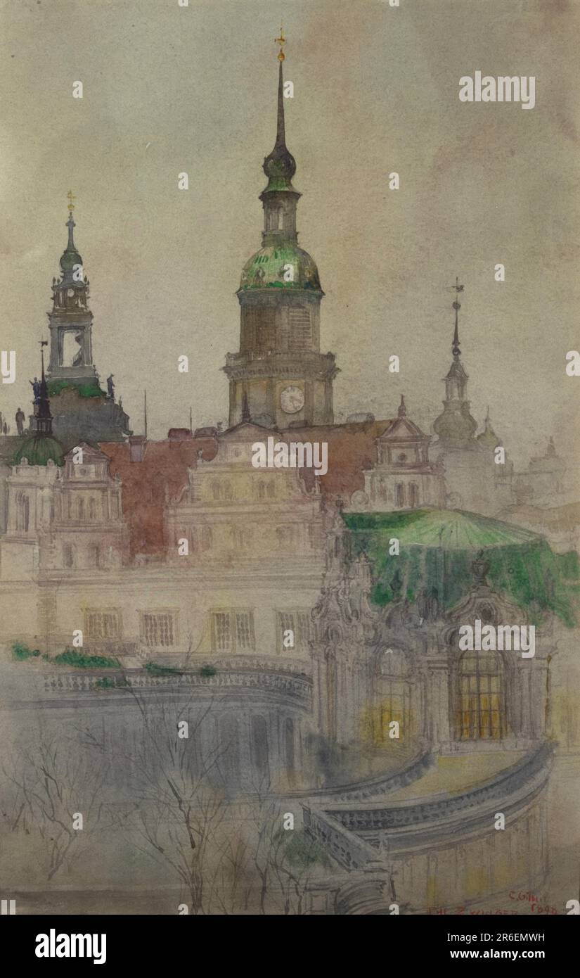 The Zwinger Towers, Dresden. Date: 1898. watercolor and pencil on paper ...