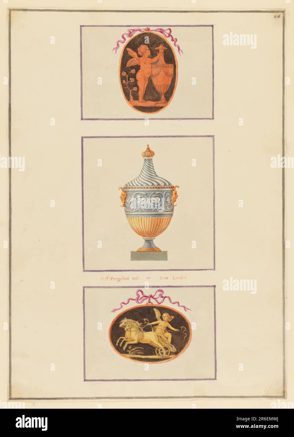 Ornament Design with Urn and Cameos. Date: 1776. Pen and ink, brush and ...