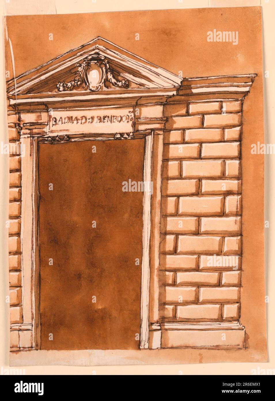 An inscription on top of the door frame reads "BADIA - D - S - BENEDOI ...