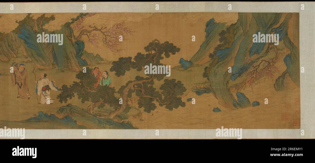 Landscape with Daoist immortals in the mountains. Date: 17th century ...