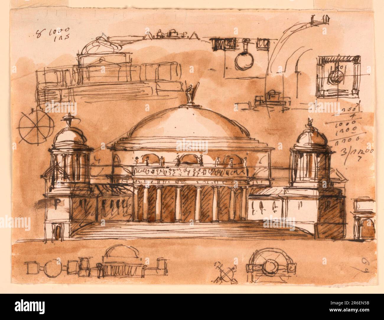 Most of the sketches deal with the central structure. Its general shape ...