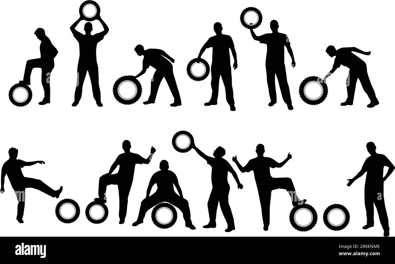 man with tire silhouettes Stock Vector Image & Art - Alamy