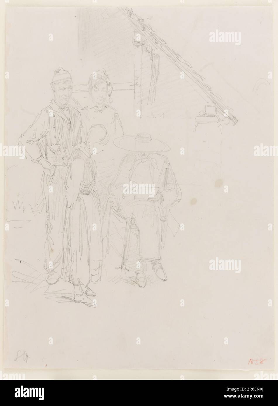 An Artist Sketching. Date: 1858. Pencil on white paper. Origin: United ...