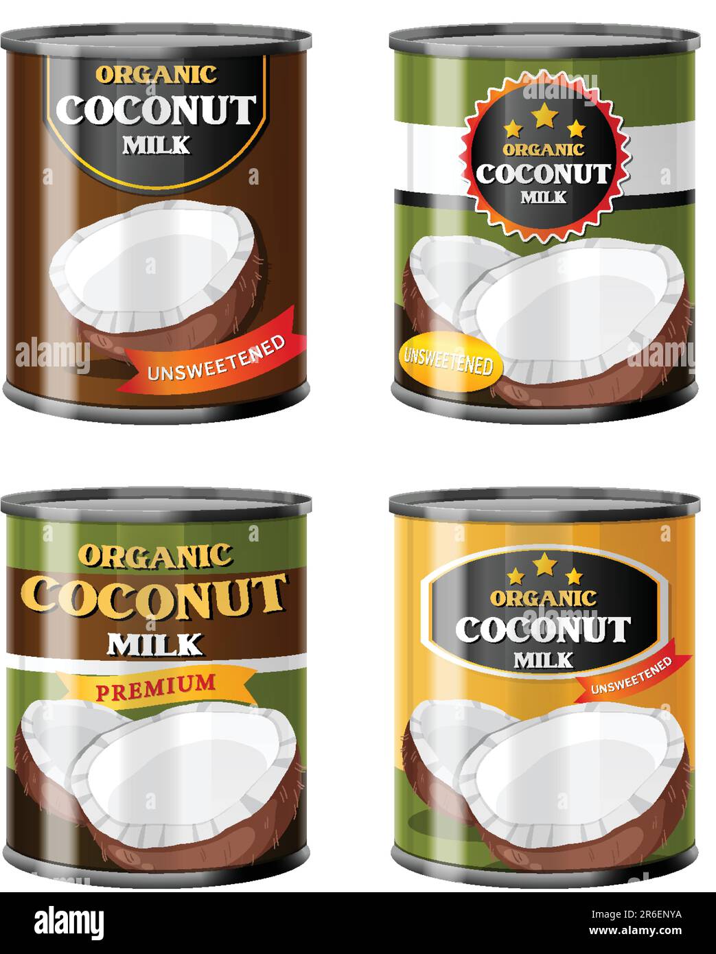 Coconut Milk in Food Cans Collection illustration Stock Vector Image ...