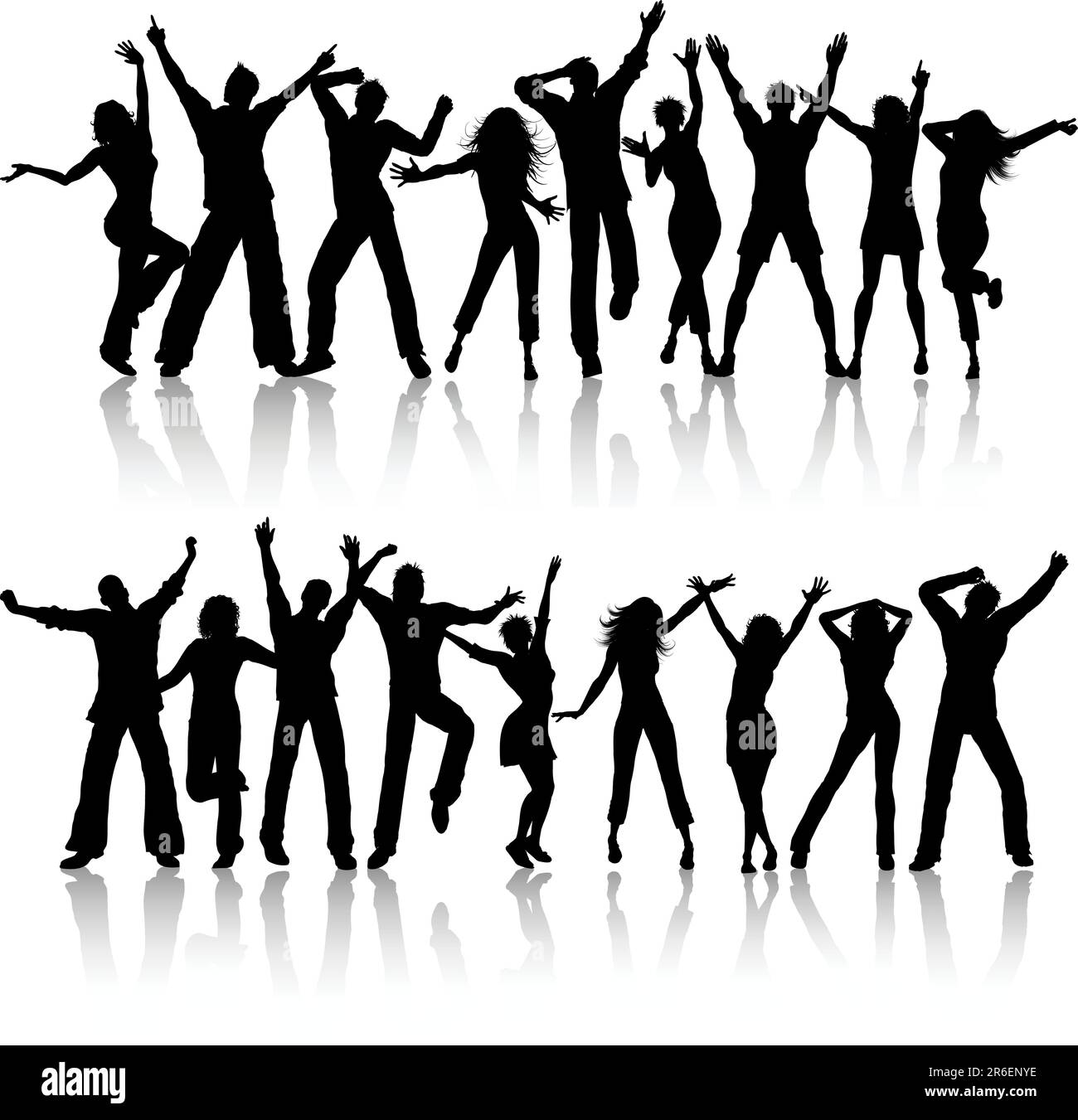 Silhouettes of people dancing on white background Stock Vector Image ...