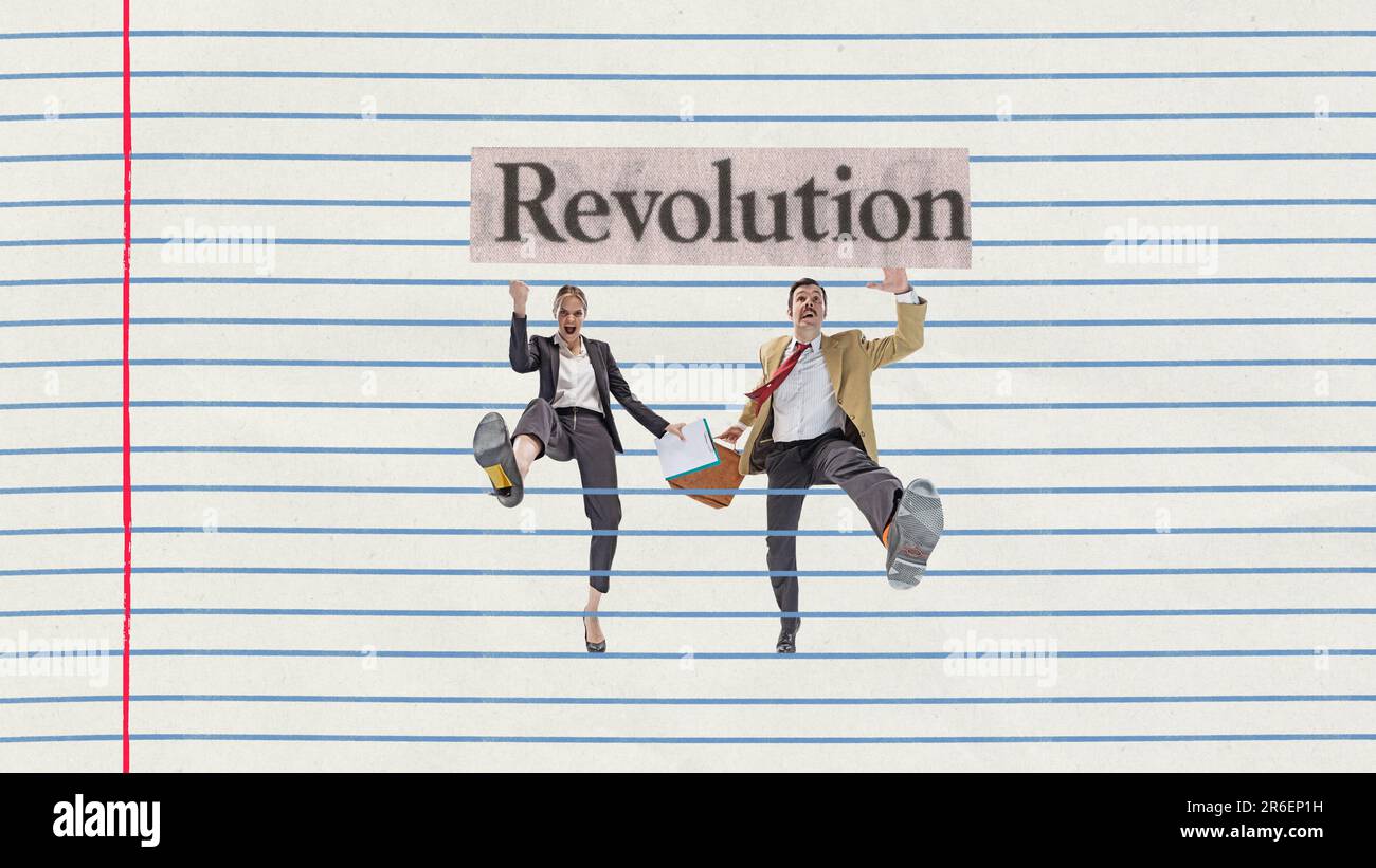 Ambitious man and woman, employees making professional breakthrough ...