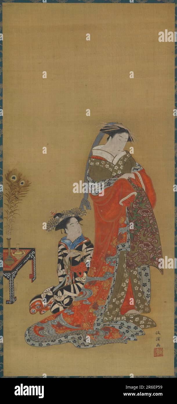 A Courtesan and attendant. Date: late 18th-early 19th century. Origin ...
