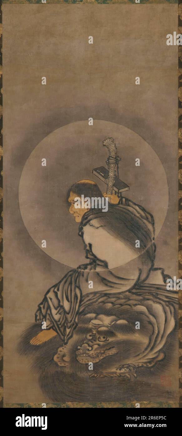 Monju bosatsu (Manjushri). Origin: Japan. Ink and color on paper ...