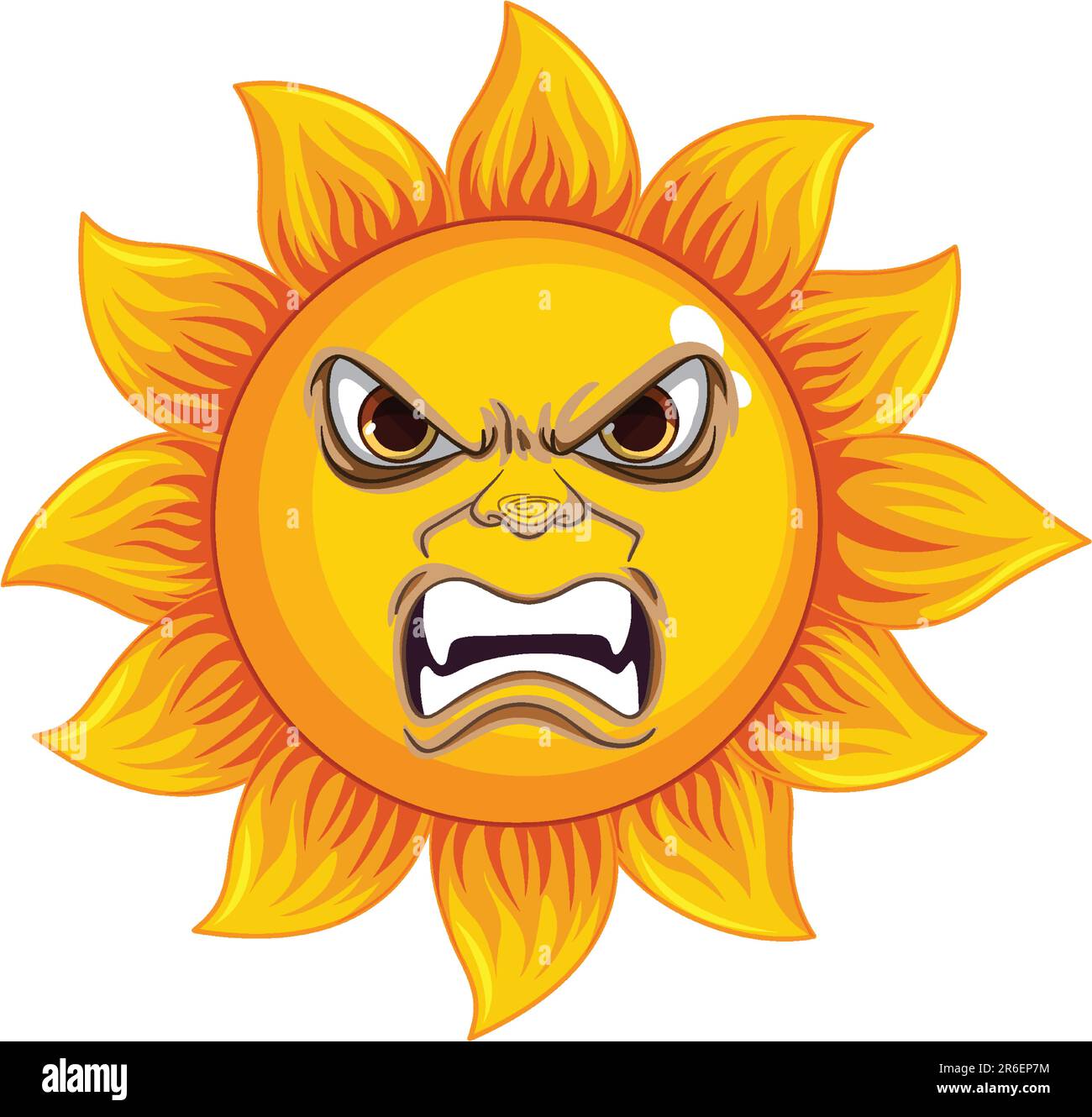 Evil facial expression sunflower cartoon character illustration Stock ...
