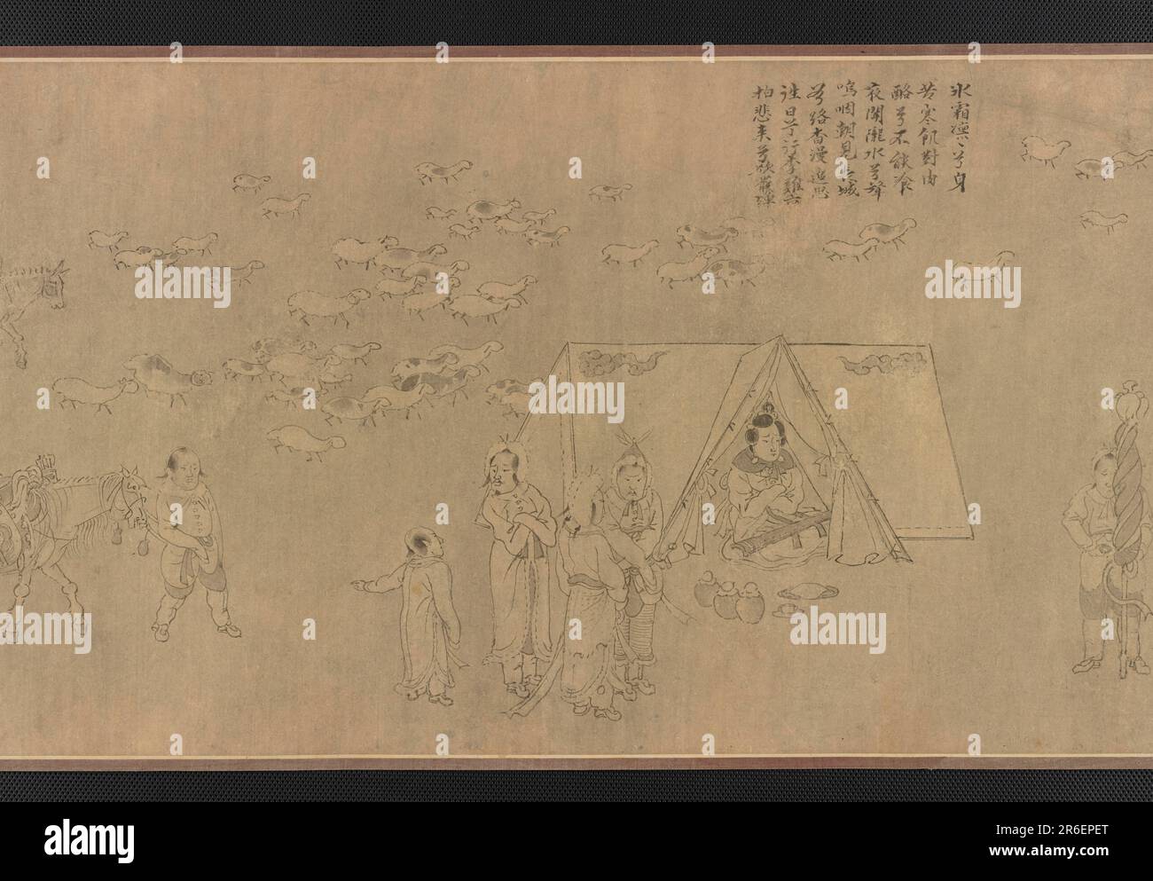 The captivity of Cai Wenji. ink on paper. Origin: China. Period: Ming ...