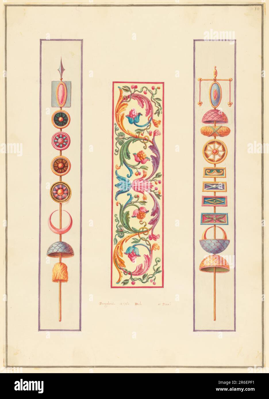 Ornament Design, Arabesque Panel between Roman Standards. Date: 1776 ...