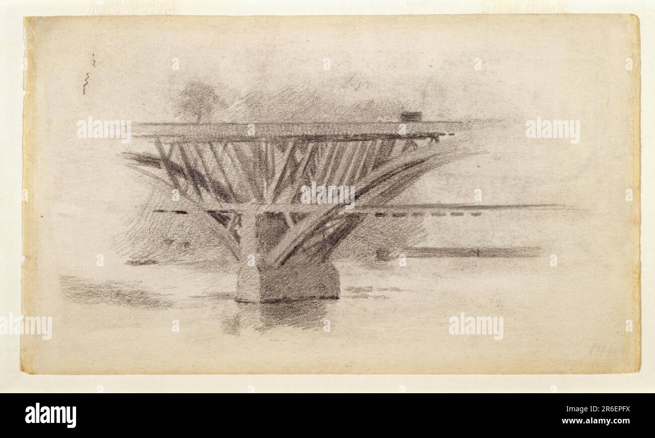 Drawing Of Girard Avenue Bridge/Verso Sketch Of An Oar. pencil on paper ...