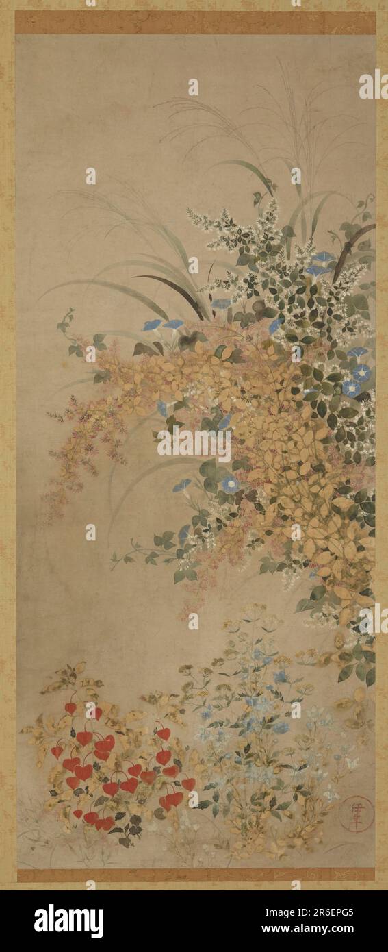 Flowers and grasses. Date: 1600-1630. Origin: Japan. Period: Edo period ...