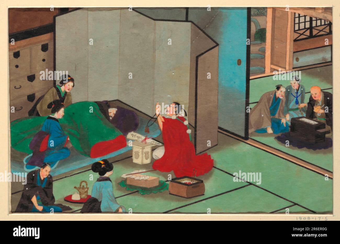 From a series of sixteen scenes of the death and burial of a man in ...