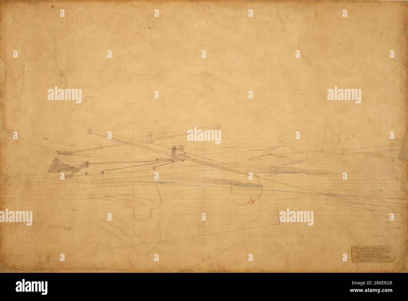 Perspective Drawing for "The Biglin Brothers Turning The Stake". Ink and colored pencil on paper ...