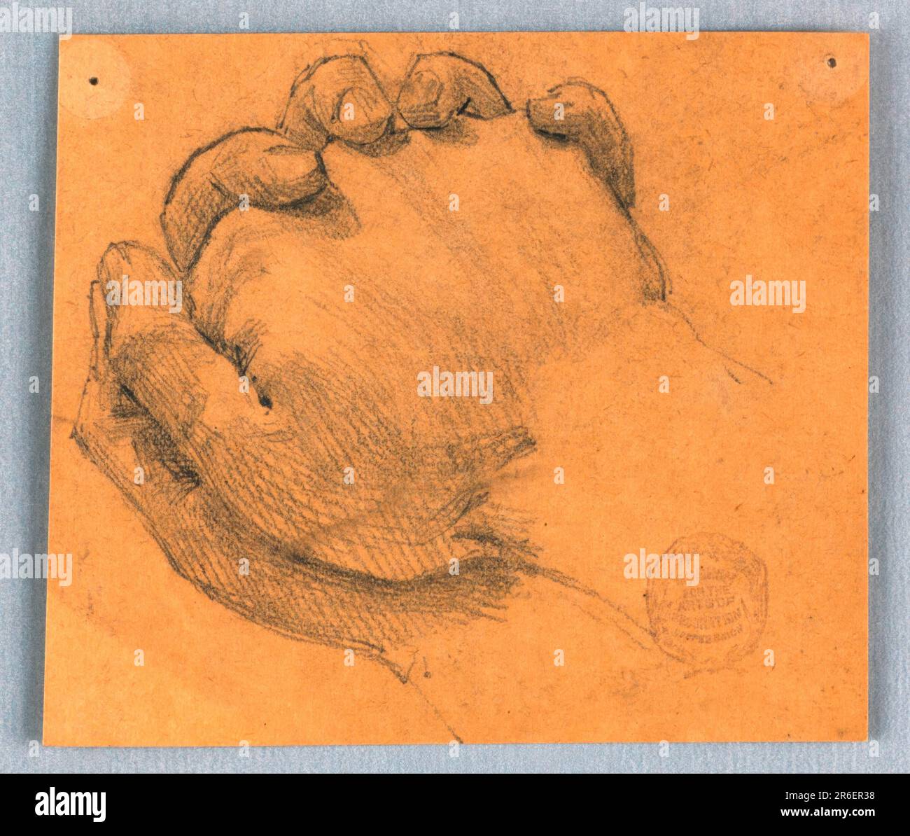 The hands are shaded to the wrist. Date: ca. 1895. Graphite on brown ...