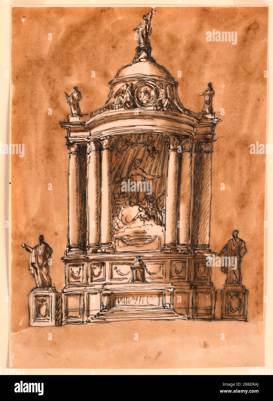 The retable is a kind of pavilion, with two columns supporting on ...